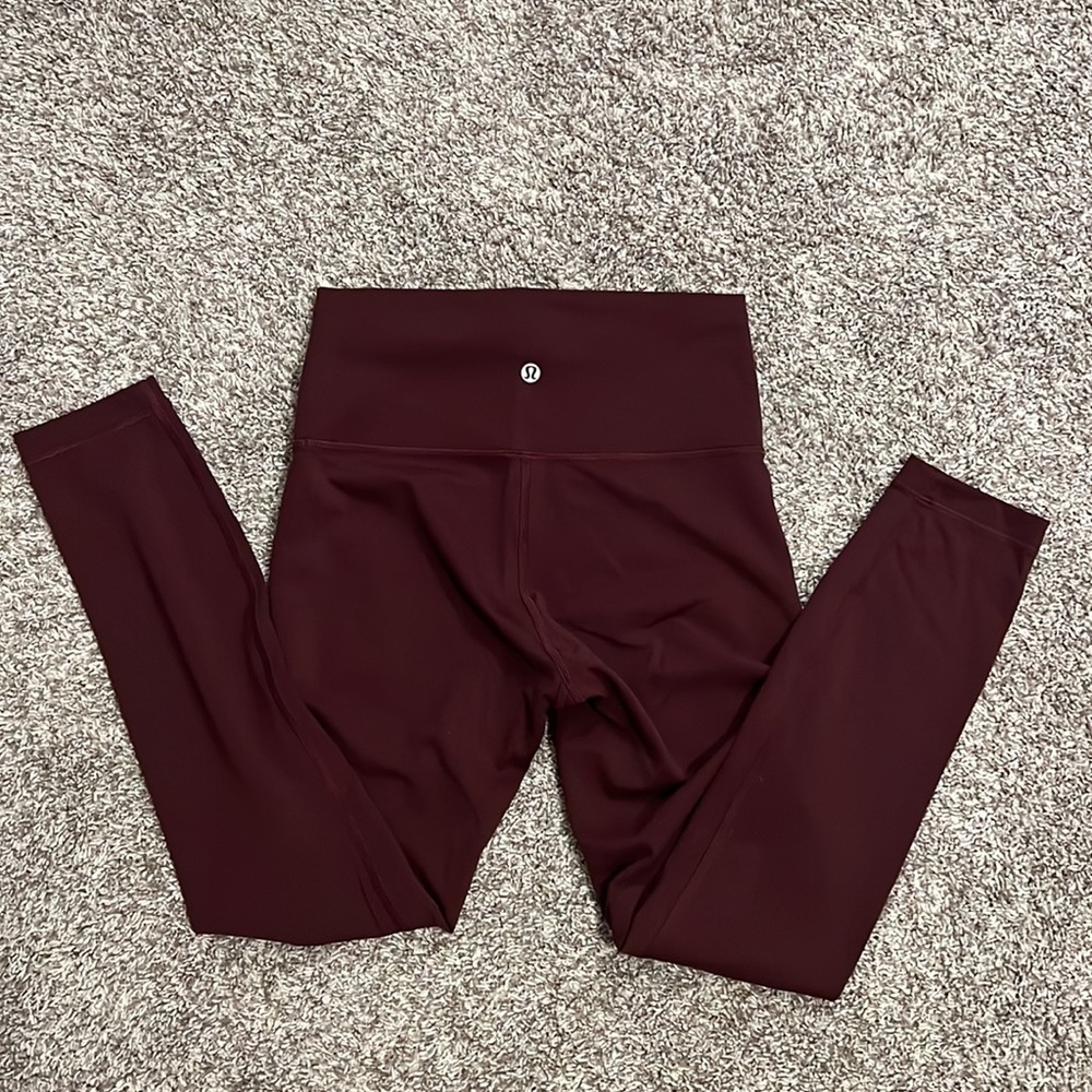 Lululemon Maroon Wunder Train Leggings Gem